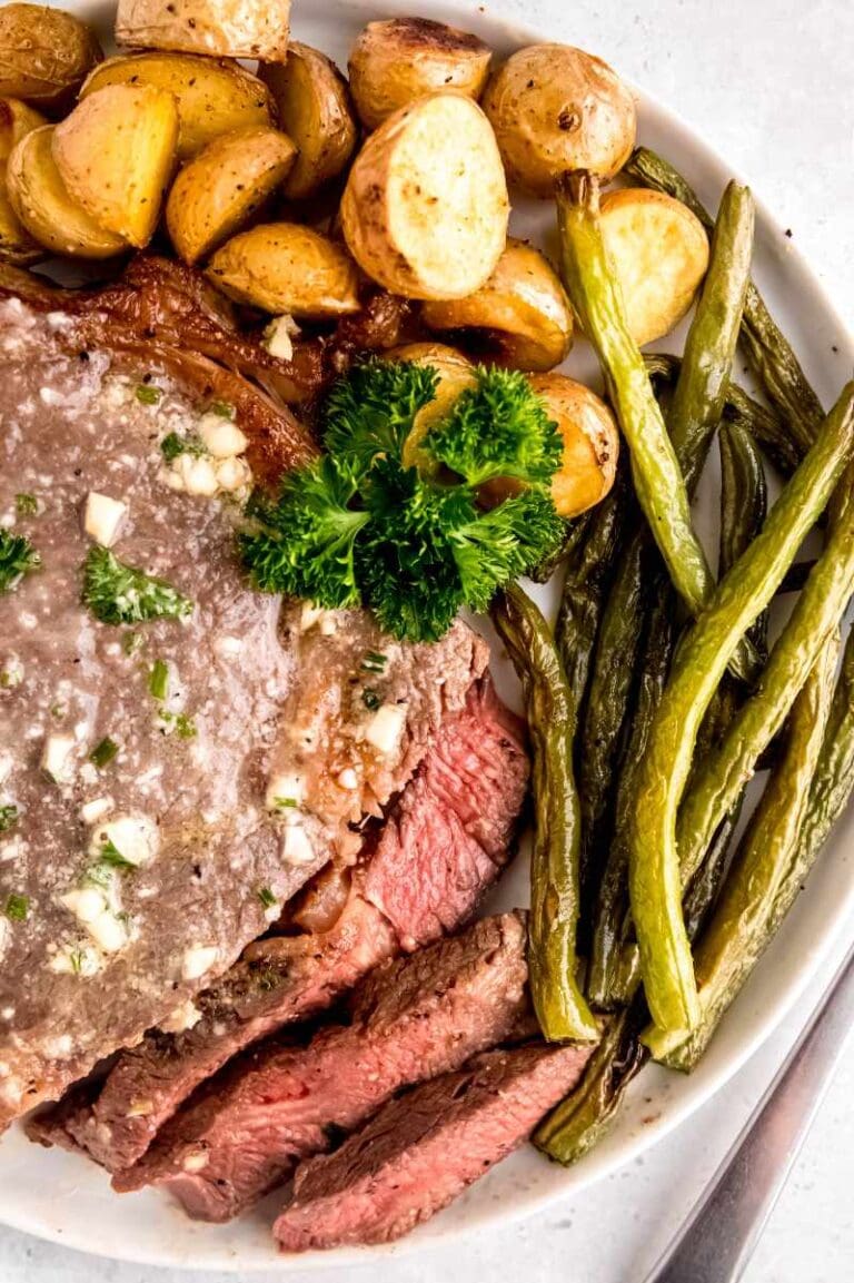 Sheet Pan Garlic Butter Steak and Potatoes Recipe | Wholefully